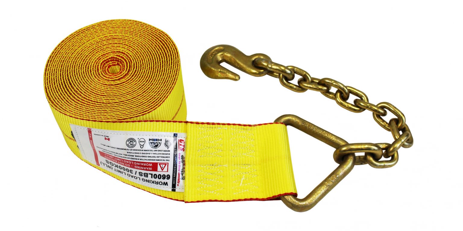 HEAVY DUTY RATCHET STRAP WITH CHAIN ANCHOR – CTS Cargo Tie-Down Specialty